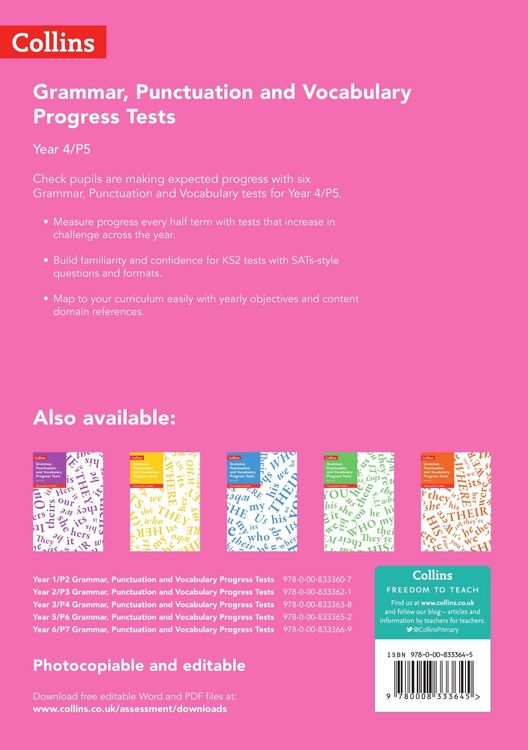 Year 4/P5 Grammar, Punctuation and Vocabulary Progress Tests online ...