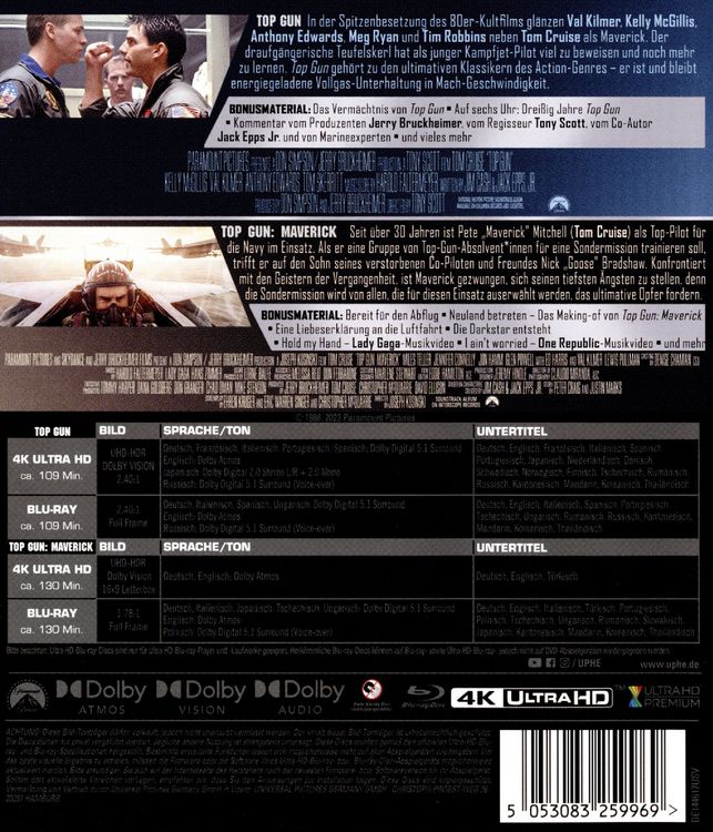 Top Gun 2-Movie-Collection (2 4K Ultra HD) (+ 2 Blu-rays) als Blu-ray ...