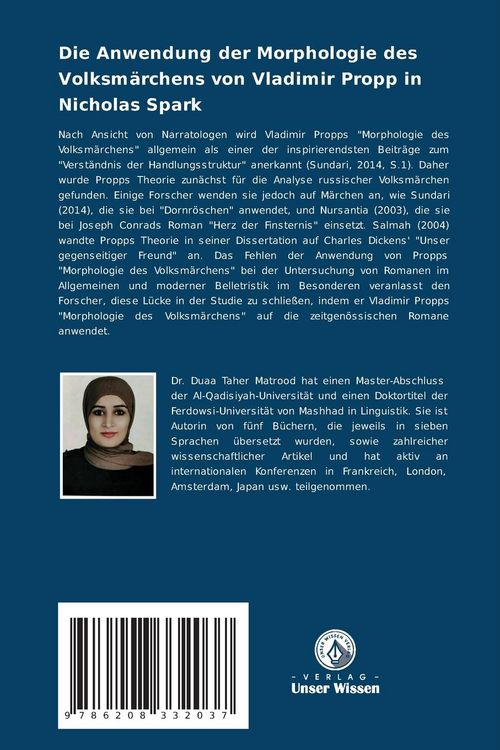 "Die Anwendung der Morphologie des Volksmärchens von Vladimir Propp in Nicholas Spark" online kaufen