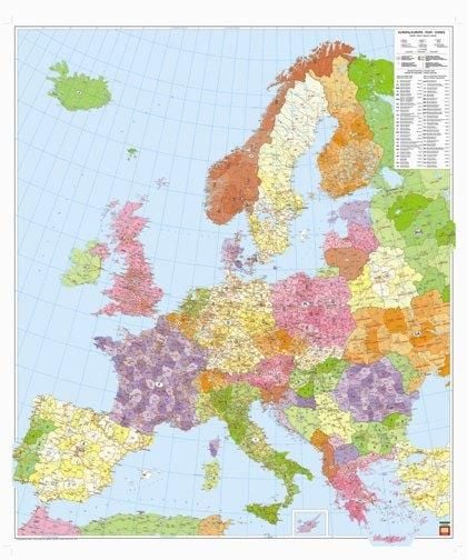 "Postleitzahlenkarte Europa 1 : 3 500 000. Poster-Karte mit ...