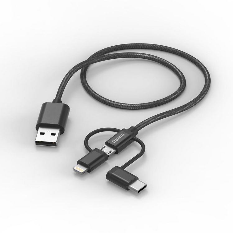 Hama Multi Ladekabel USB-A Micro-USB USB-C 3in1 - Bürobedarf ...