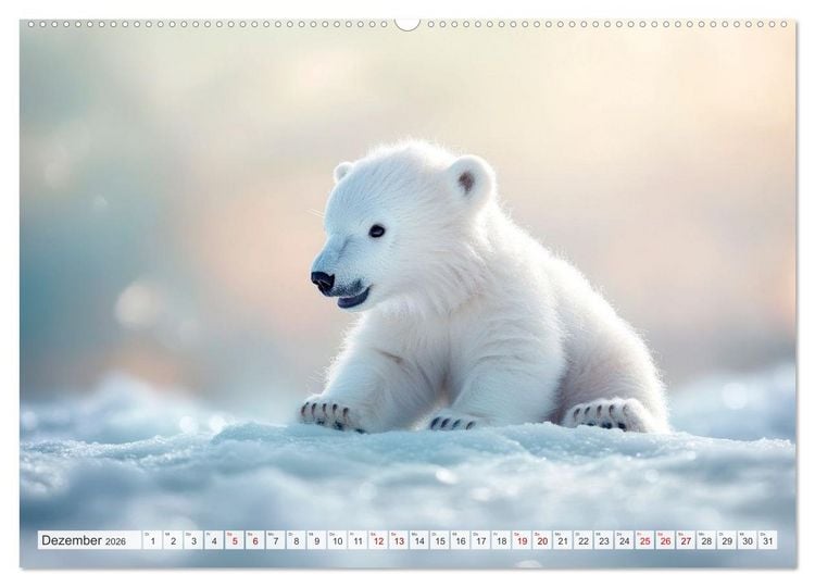 "TIERKINDER Abenteuer Wildnis (hochwertiger Premium Wandkalender 2026 DIN A2 quer), Kunstdruck ...