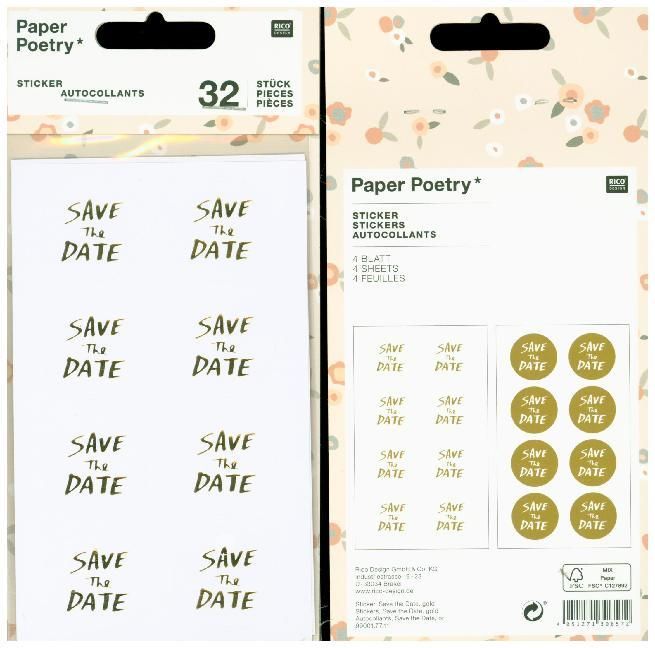 Sticker, Save Date, Gold - Sticker - 4051271396572 | Thalia