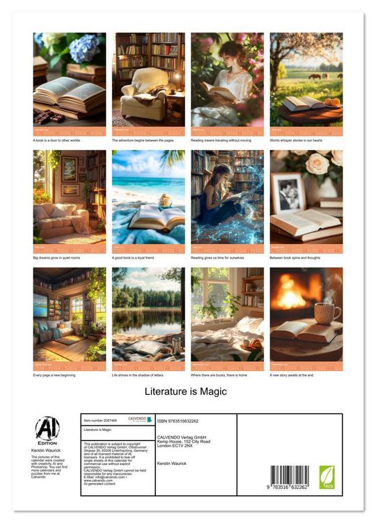"Literature is Magic (Wall Calendar 2026 DIN A3 portrait), CALVENDO 12 ...
