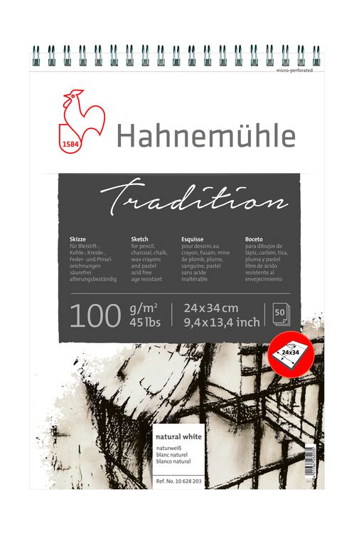 Hahnemühle Papier Tradition, 24 x 34 cm, 100 g/m² - Künstlerpapier ...