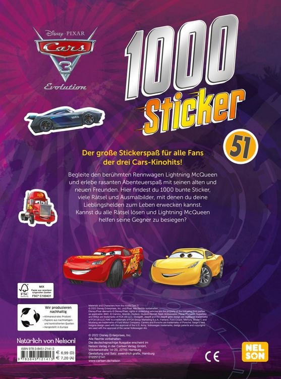 "Disney Cars 3: 1000 Sticker" online kaufen