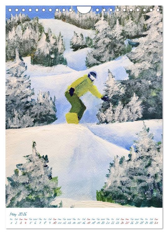"Colourful snowboard power world (Wall Calendar 2026 DIN A4 portrait ...