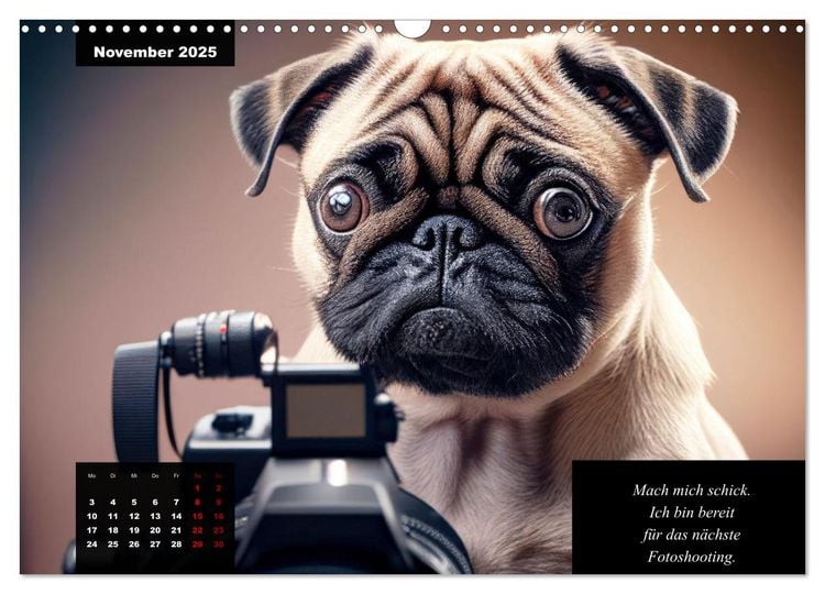 "Der humoristische Mops-Kalender (Wandkalender 2025 DIN A3 quer ...