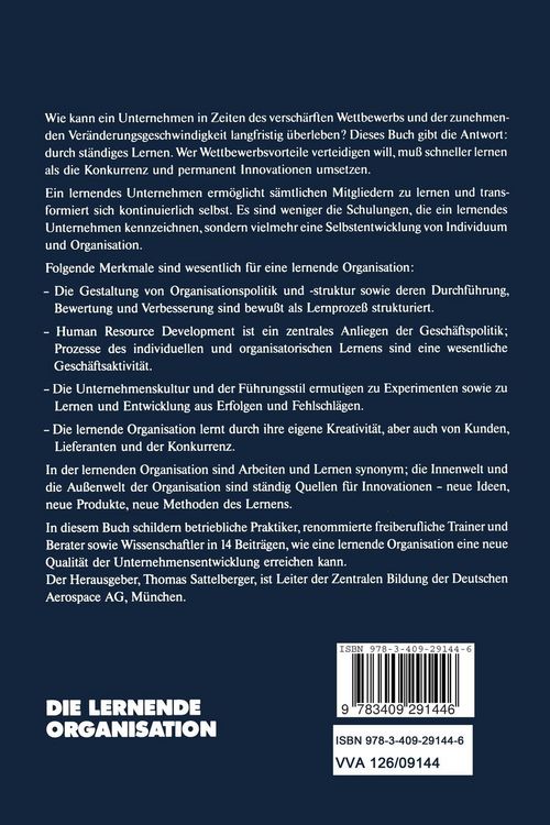 "Die Lernende Organisation" von Thomas Sattelberger bei bücher.de bestellen