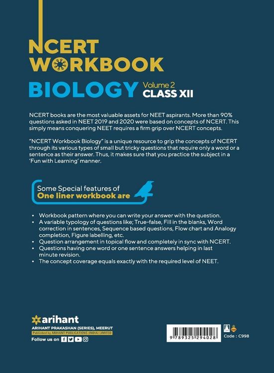 NCERT Workbook Biology 12th - Nach Schulform Schulbuch - 978-93-252 ...