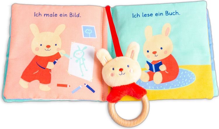 "Mein liebstes Kuschelbuch mit echtem Holzbeißring. Mein kleiner Hase ...