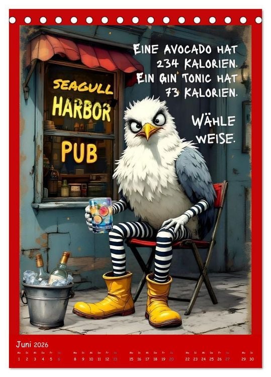"Böse Möwen (Tischkalender 2026 DIN A5 hoch), CALVENDO Monatskalender" kaufen