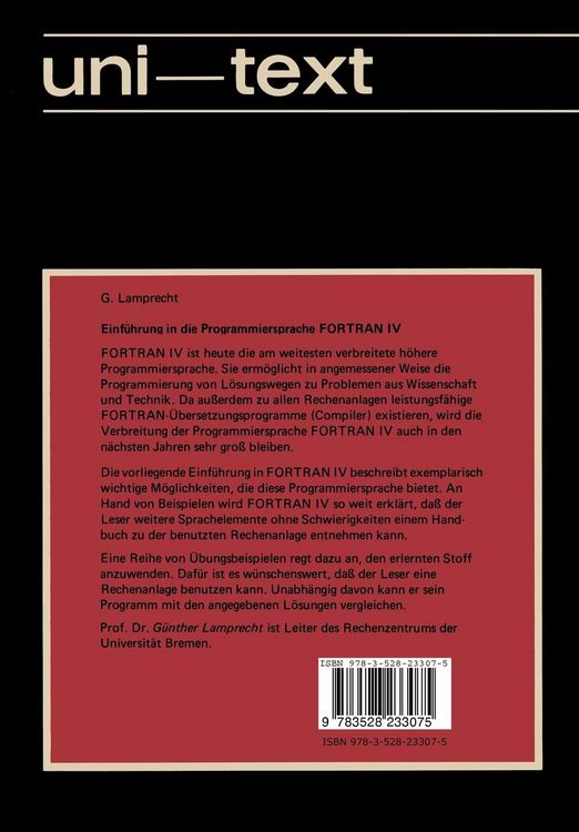 "Einführung in die Programmiersprache FORTRAN IV" online kaufen