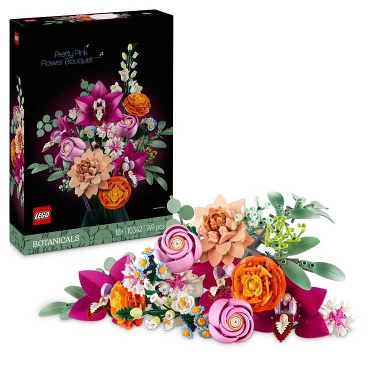 LEGO Botanicals 10342 Schöner Rosafarbener Blumenstrauß, Kunstblumen ...