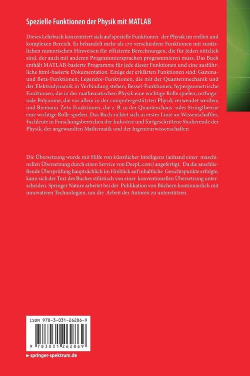 "Spezielle Funktionen der Physik mit MATLAB" online kaufen