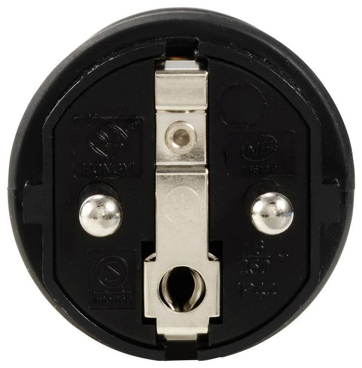 Sygonix SY-6618468 Schutzkontaktstecker TPE 250 V/AC Schwarz IP44 ...