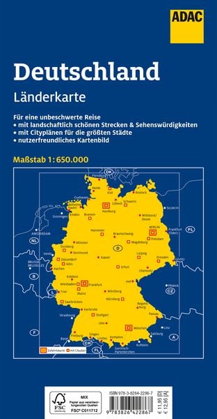 'ADAC Länderkarte Deutschland 1:650.000' von '' - Buch - '978-3-8264-2286-7'