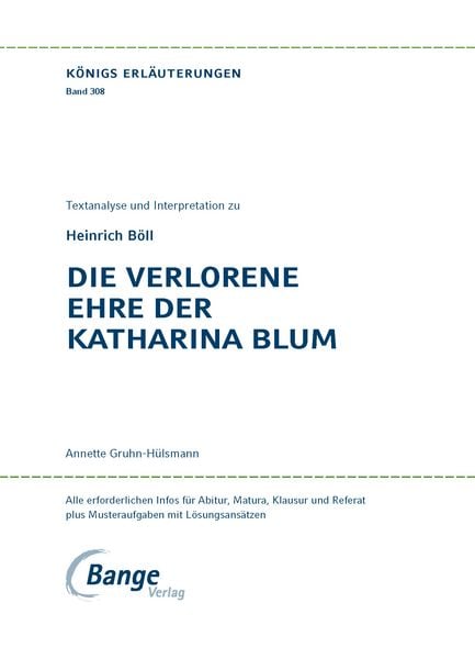 Die verlorene Ehre der Katharina Blum von Heinrich Böll. online bestellen