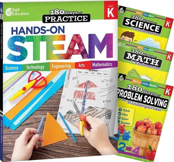 180 Days(tm) Steam, Science, Math, & Problem Solving Grade K: 4-Book ...