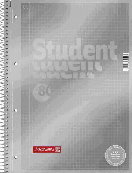 BRUNNEN Collegeblock Premium Student METALLIC, A4 Lineatur 28, 3-fach ...