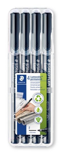 STAEDTLER Universalstift Lumocolor® permanent F, 4er Set schwarz ...