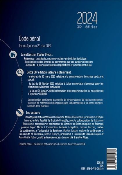 'Code pénal 2024' von '' - 'Gebundene Ausgabe' - '978-2-7110-3893-0'