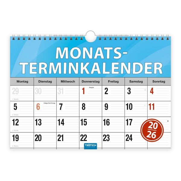 "Trötsch Monatsterminer Monatsterminkalender 2026 mit Wire-O-Bindung ...