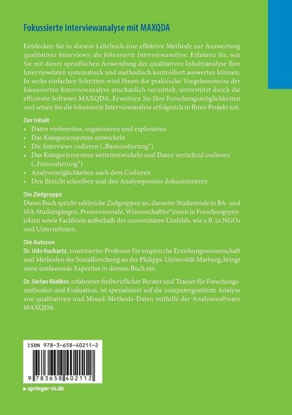"Fokussierte Interviewanalyse mit MAXQDA" online kaufen