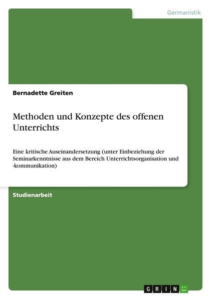 "Methoden und Konzepte des offenen Unterrichts" online kaufen