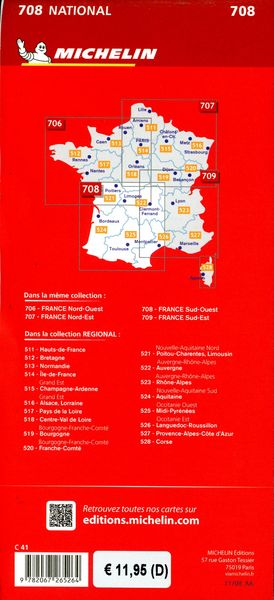 "Southwestern France 2025 - Michelin National Map 708" auf Englisch ...