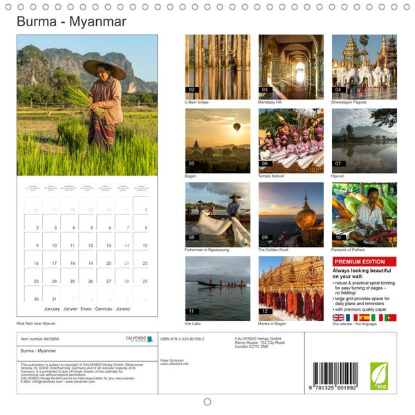 'Burma - Myanmar (Wall Calendar 2023 300 × 300 mm Square)' - 'Kalender'