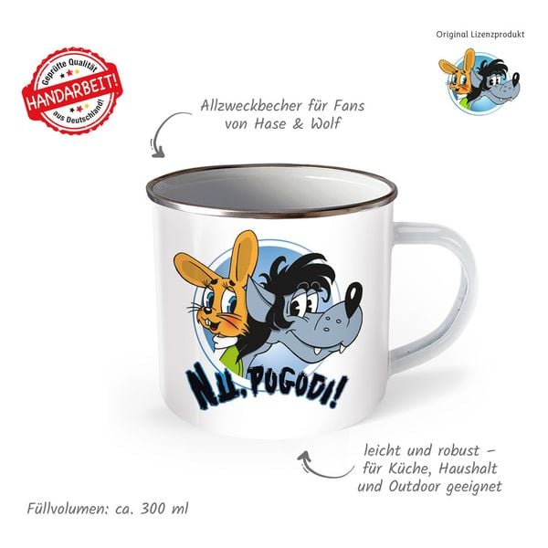 Trötsch Tasse Hase & Wolf Nu pogodi Nu pagadi Emaillebecher online ...