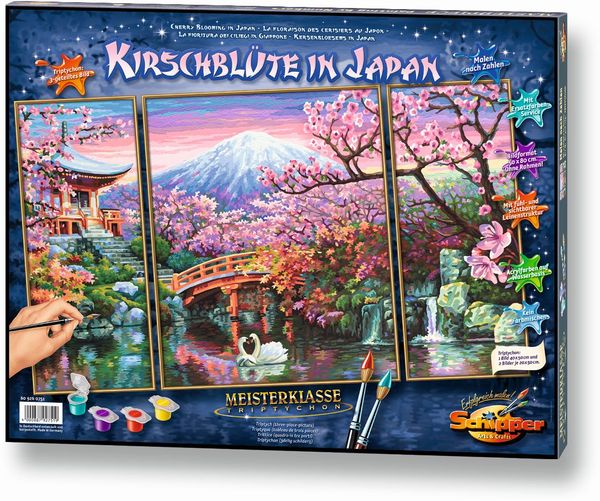 Schipper Malen-nach-Zahlen - Meisterklasse Triptychon - Kirschblüte in Japan . Spielwaren ...