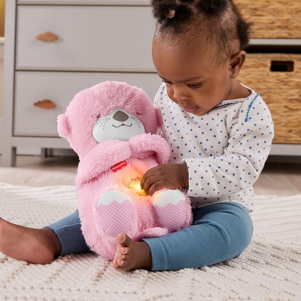 Fisher-Price Schlummer-Otter, pinkes Plüschspielzeug für Babys ...