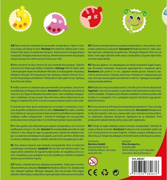 Bino 88267 - Genius Kid, Holz-Zahlenpuzzle Regenwurm Julie, 10-teilig ...