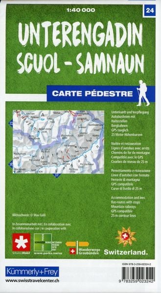 'Unterengadin / Scuol - Samnaun 24 Wanderkarte 1:40 000 matt laminiert ...