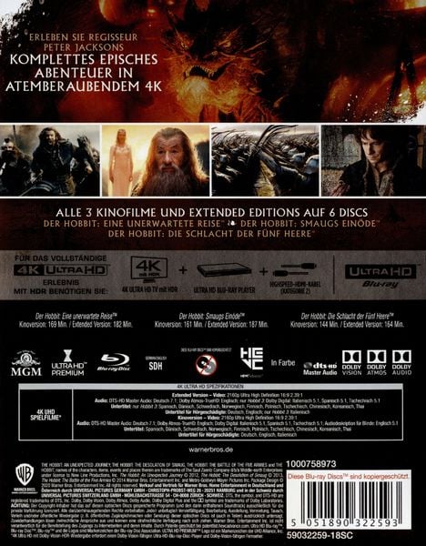 "Der Hobbit: Die Spielfilm Trilogie - Extended Edition" auf Blu-ray 4K ...