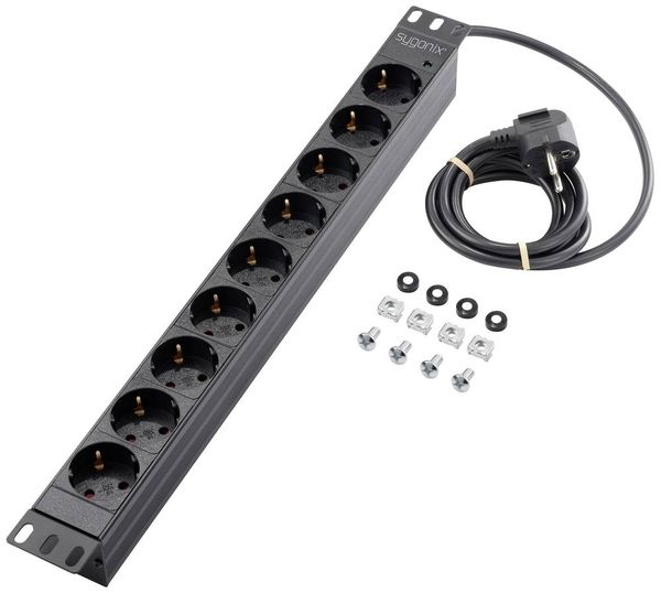 Sygonix SY-5799004 Steckdosenleiste 19 Zoll 9fach Schwarz Schutzkontakt ...