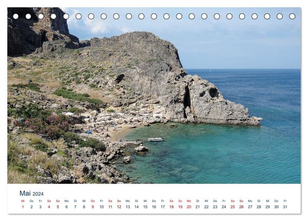 'Rhodos - Insel des Sonnengottes Helios (Tischkalender 2024 DIN A5 quer ...