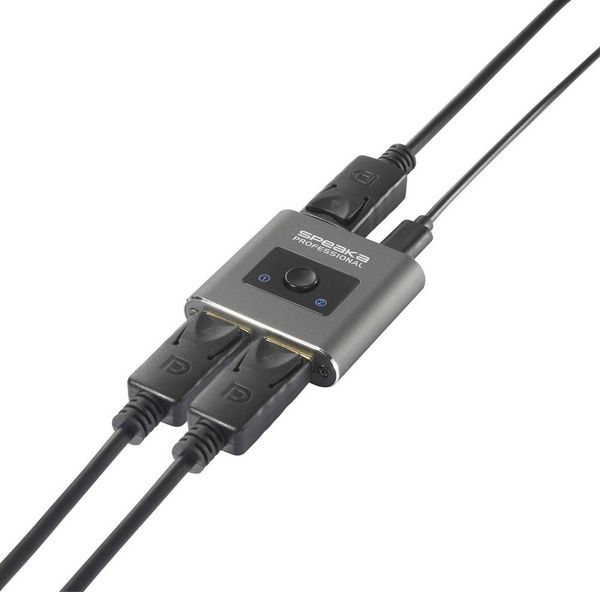 SpeaKa Professional SP-BDS-250 2 Port DisplayPort-Switch UHD 8K @ 60 Hz ...