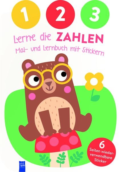 '1,2,3 - Lerne die Zahlen - Mal- und Lernbuch mit Stickern (Cover Bär ...