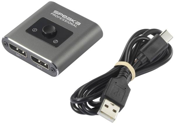 SpeaKa Professional SP-BDS-250 2 Port DisplayPort-Switch UHD 8K @ 60 Hz ...