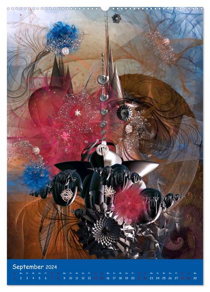 'Florale Fraktale (hochwertiger Premium Wandkalender 2024 DIN A2 hoch ...