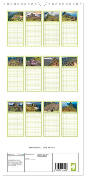 'Familienplaner 2024 - Machu Picchu - Stadt der Inka mit 5 Spalten ...