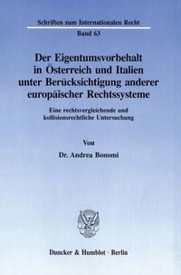 'Der Eigentumsvorbehalt in Österreich und Italien unter ...
