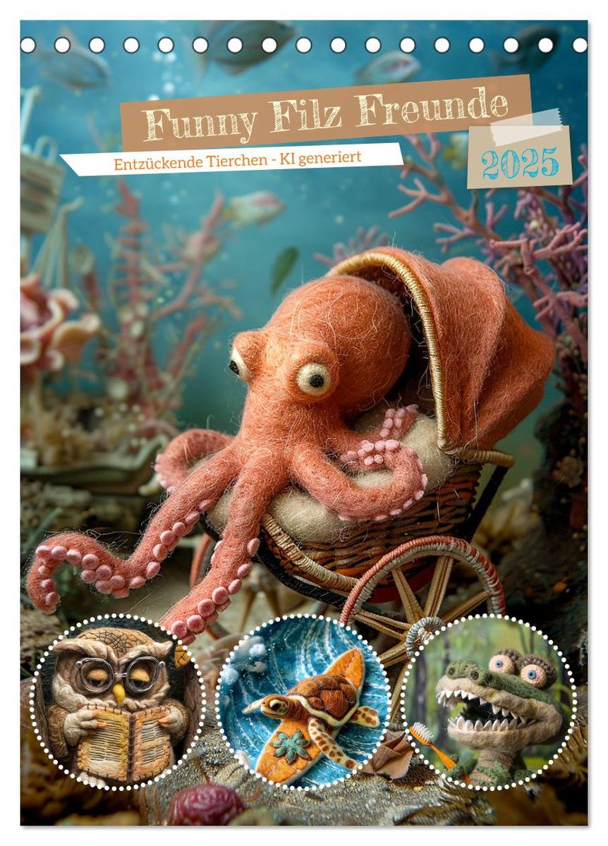 Funny Filz Freunde (Tischkalender 2025 DIN A5 hoch), CALVENDO ...