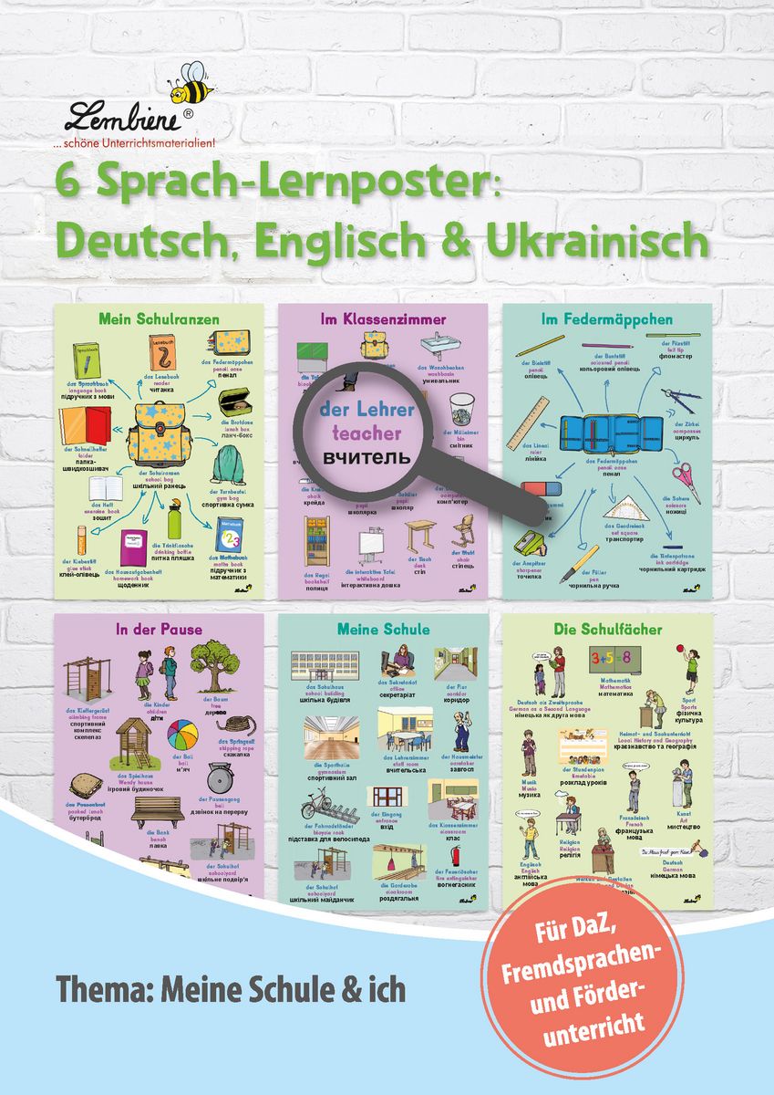 6 Sprach-Lernposter: Deutsch, Englisch, Ukrainisch - Grundschule ...