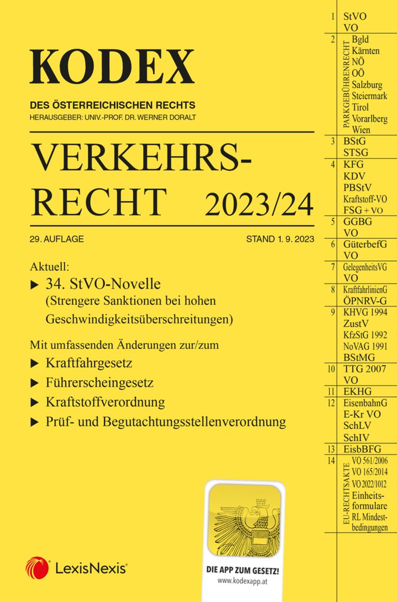 'KODEX Verkehrsrecht 2023/24 - inkl. App' von '' - Buch - '978-3-7007-8512-5'