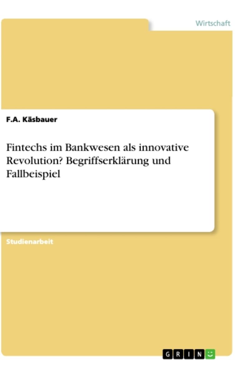 'Fintechs im Bankwesen als innovative Revolution? Begriffserklärung und ...