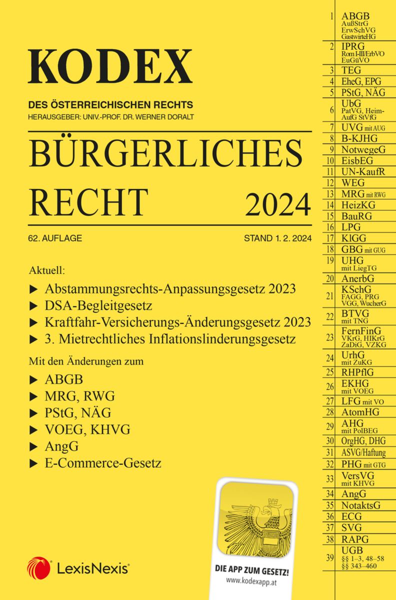 'KODEX Bürgerliches Recht 2024 - inkl. App' von '' - Buch - '978-3-7007-8809-6'